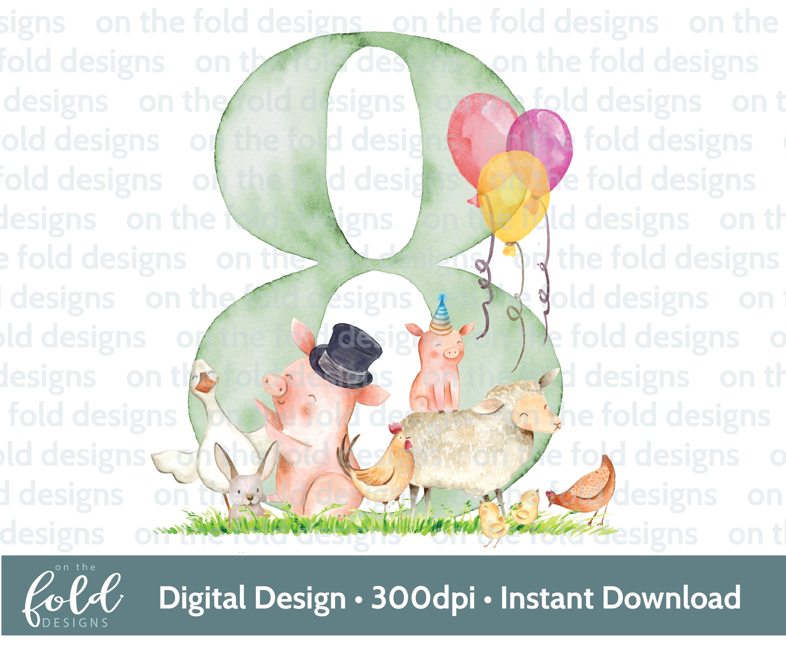 8th Birthday Farm Animal Clipart Sublimation Farmyard Fun - Etsy