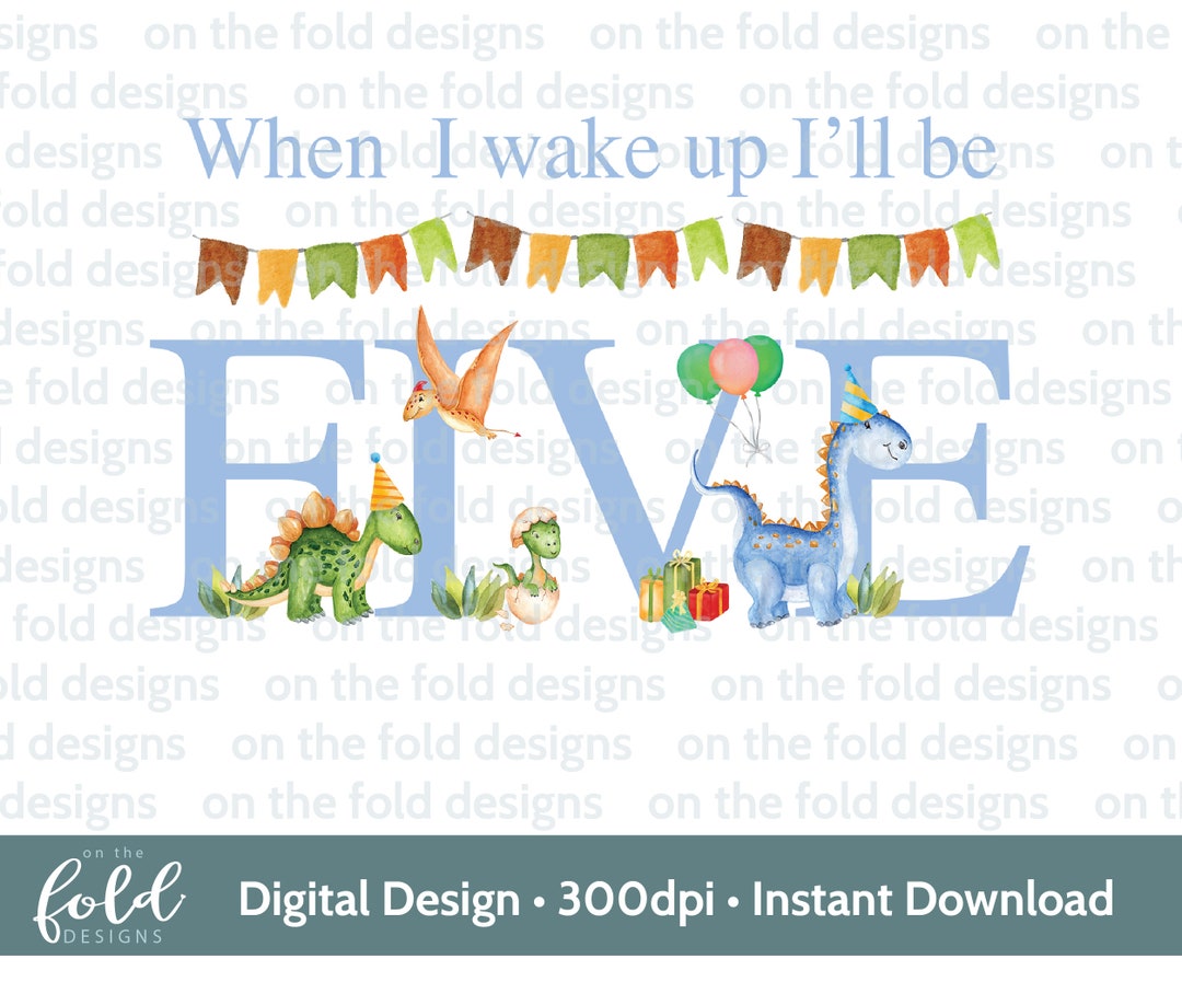 Dinosaur Number Five 5th Birthday, Dino PNG, Clipart Design Transparent ...