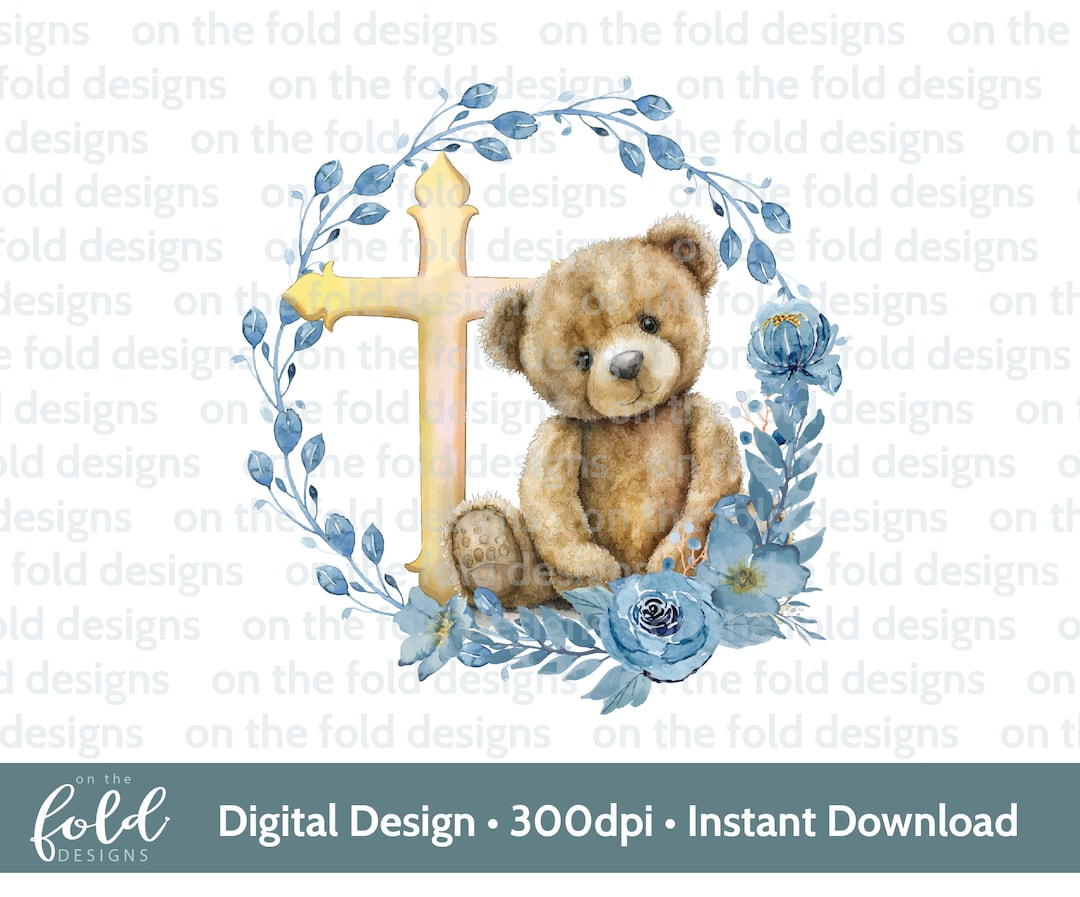 Teddy Bear Christening, Baptism, Naming Day Communion Cross, PNG ...