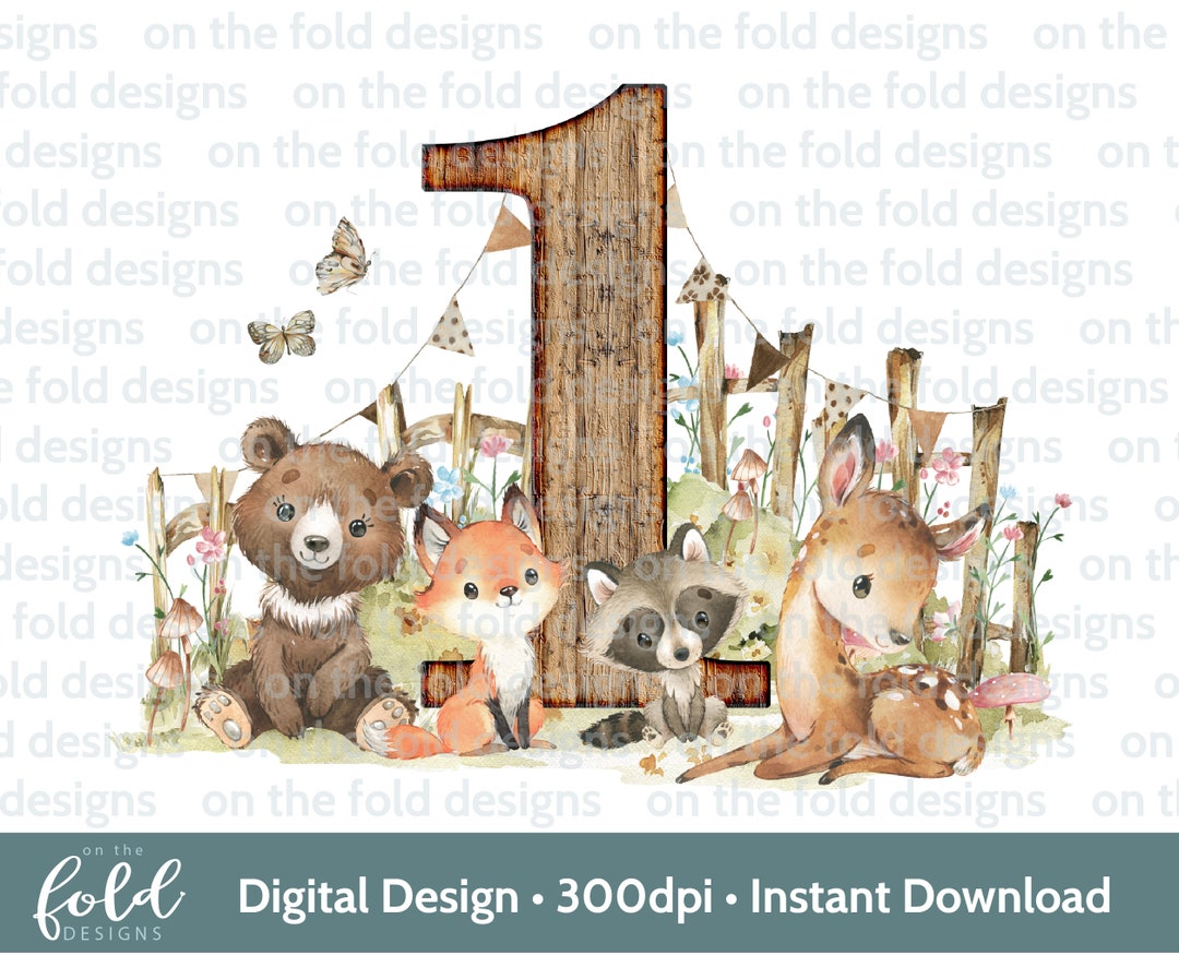 First Birthday Woodland Animal Png Clipart Transparent, 1st Birthday ...