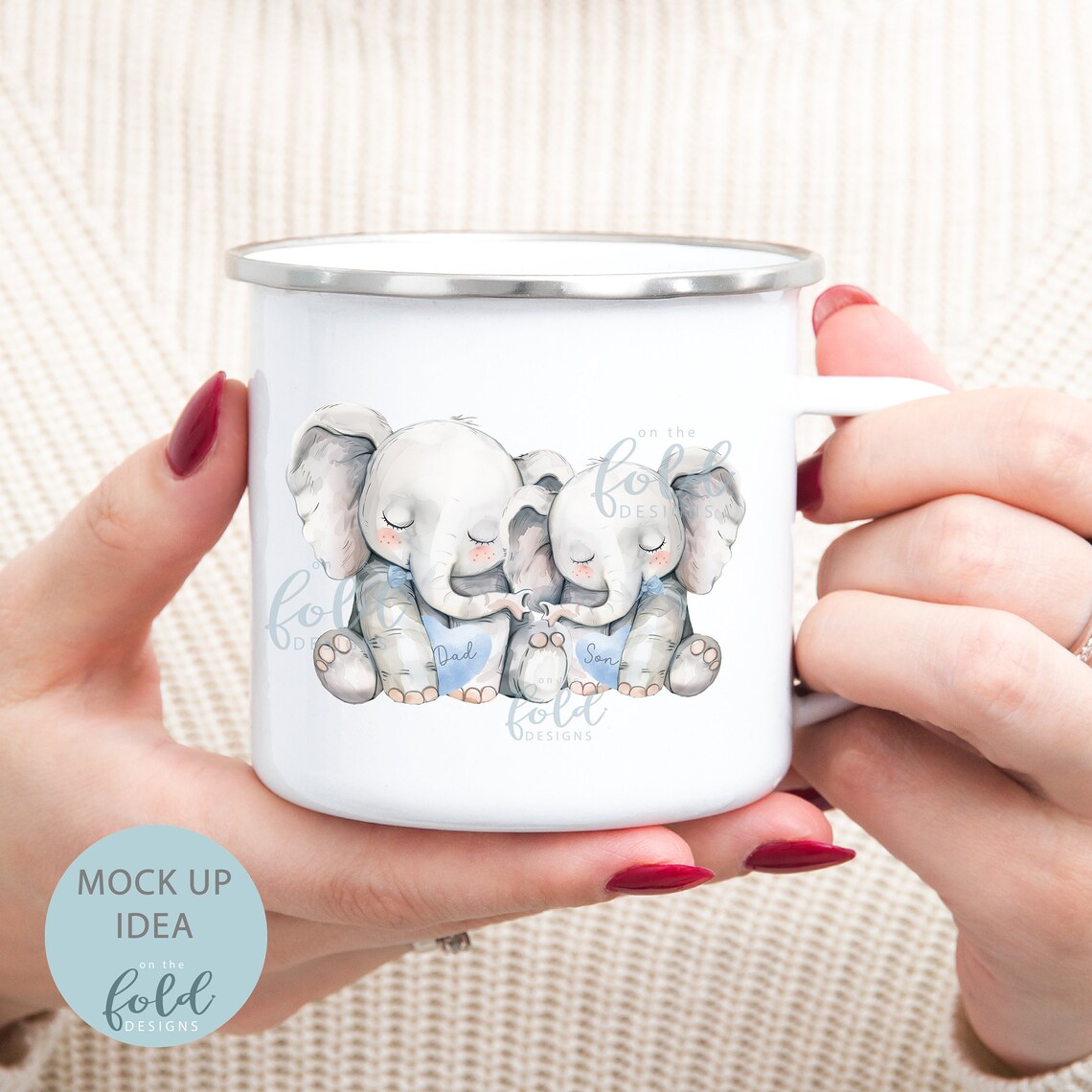Father's Day Elephant Clipart Daddy Grandad Dad + Baby Blue Rainbow ...
