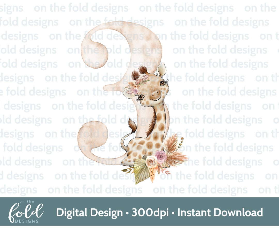 Giraffe Safari, Jungle 1st Birthday Number 1, Clipart, Sublimation PNG ...