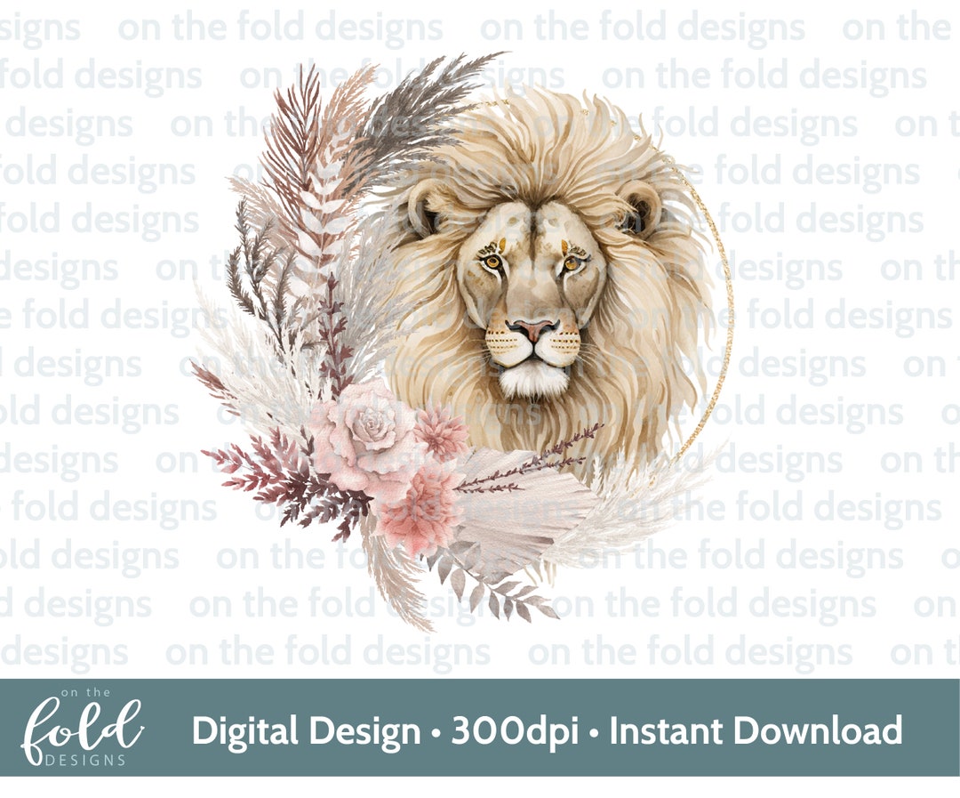 Boho, Lion Clipart, Floral Clipart, Neutral Clipart, Baby Shower, PNG ...