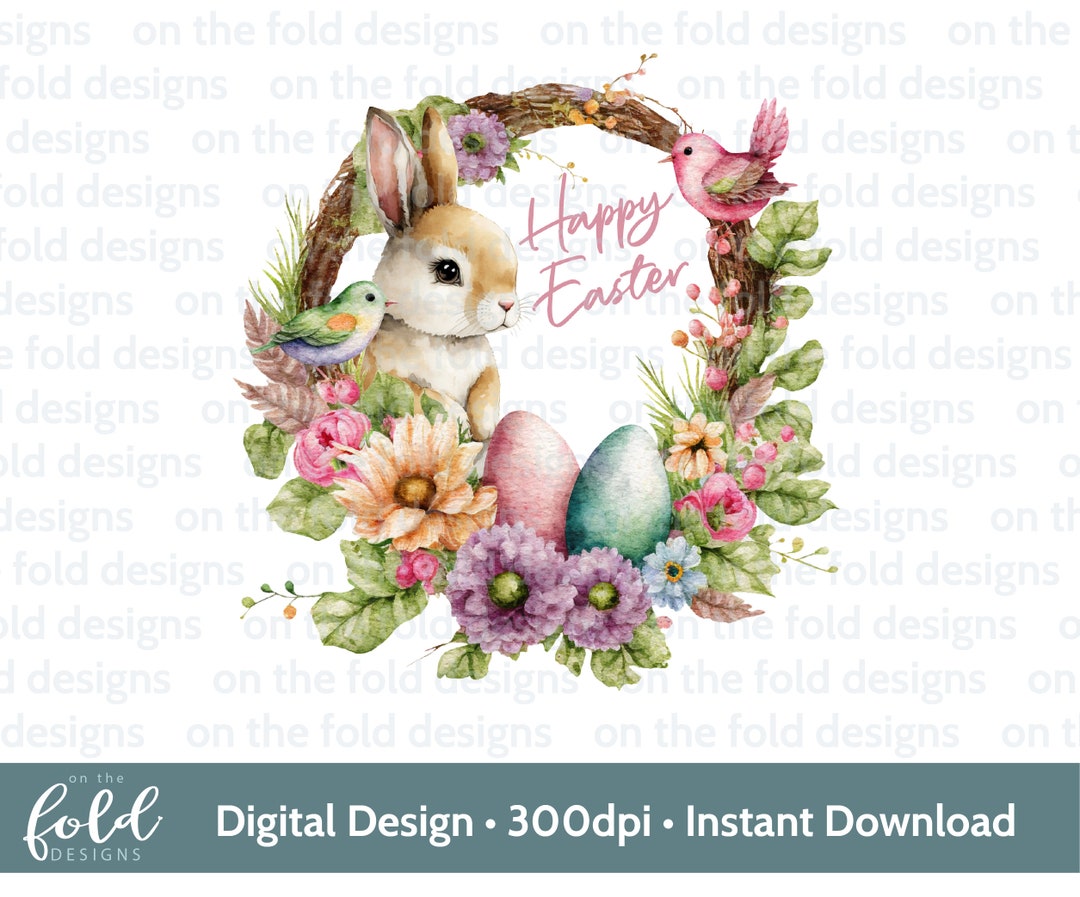 Easter Wreath Clipart, Frame Eggs Flowers, Spring Garden, Easter PNG ...