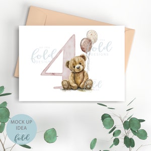 Teddy Bear, Number 4, Balloons, 4th Birthday, Clipart, Sublimation. PNG ...