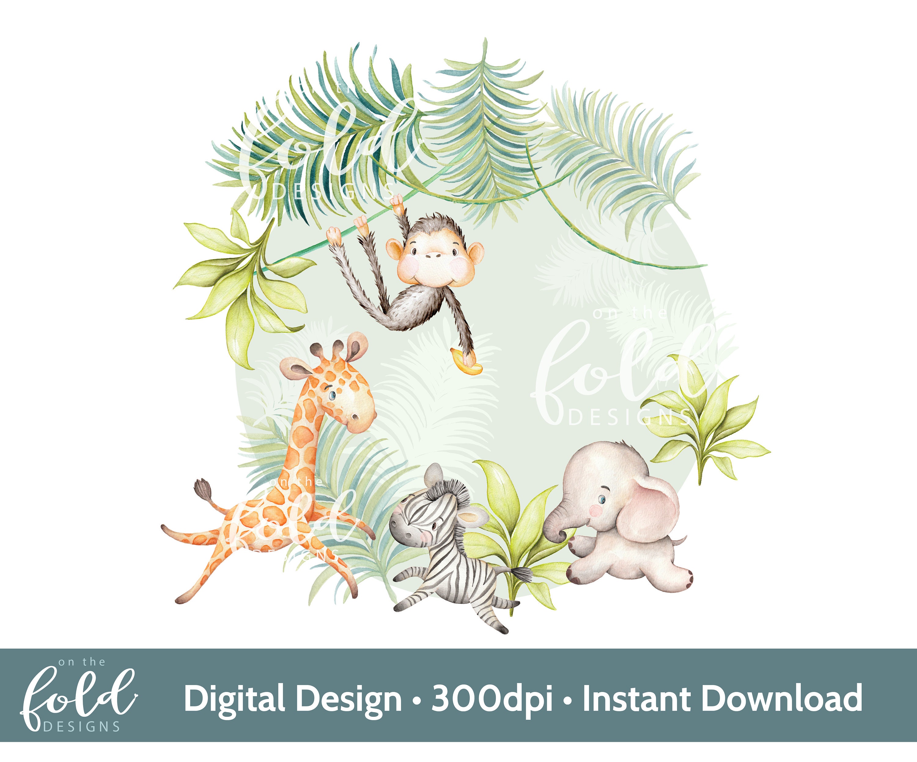 Safari Animal Digital Clipart Watercolour Effect Instant PNG - Etsy