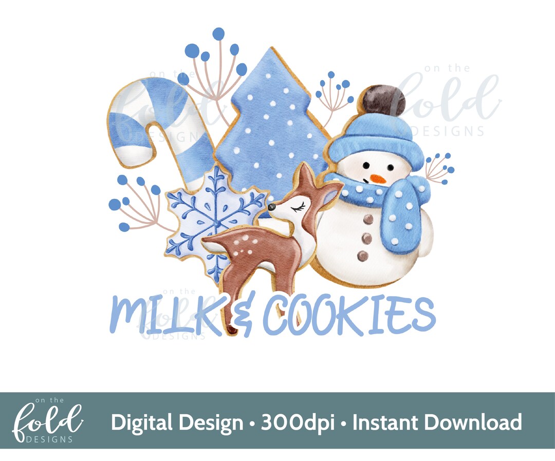 Milk & Cookies Christmas Baking Treats Gingerbread Clipart PNG for ...