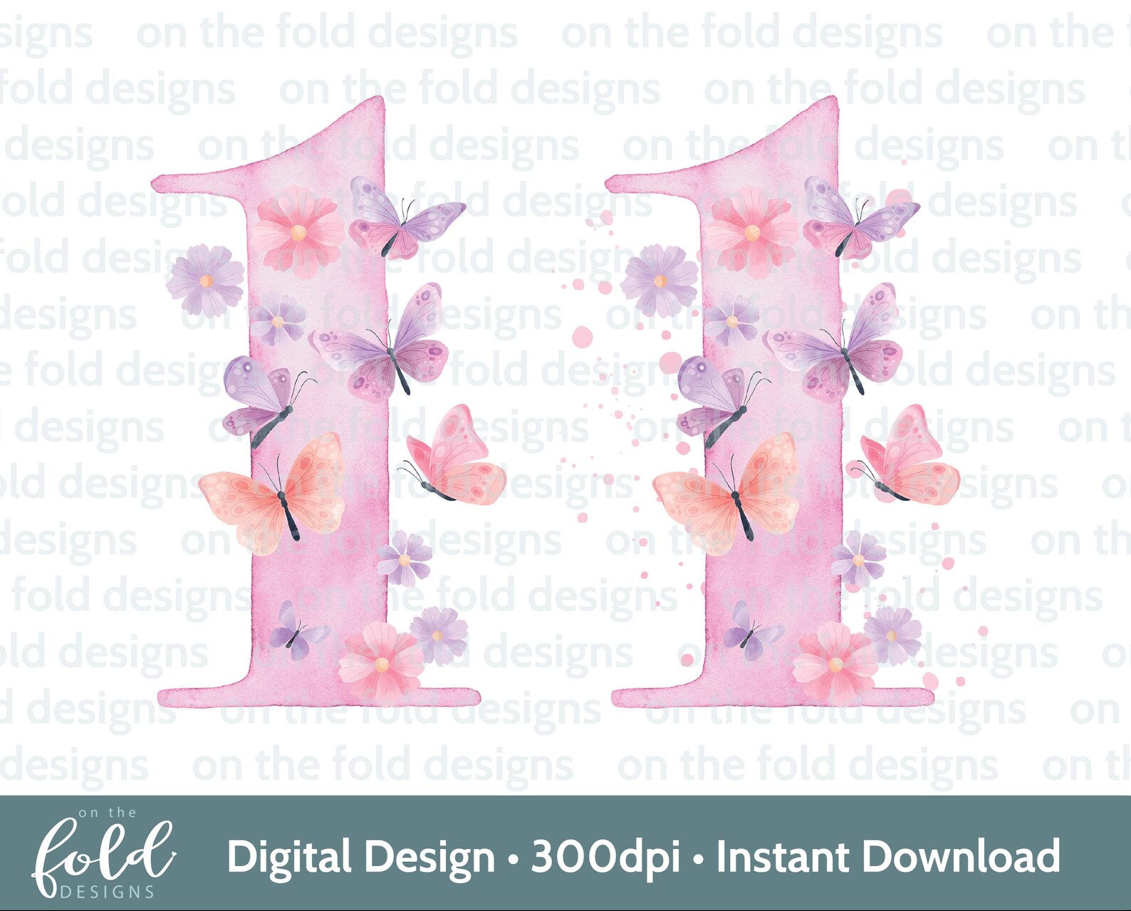 1st Birthday Butterfly Clipart Number One Image Png Instant Download ...