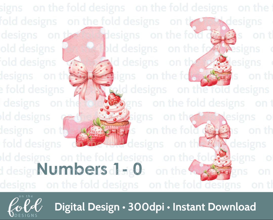 Strawberry Birthday Clipart PNG Berry Cute 1-0 Full Number Set Image ...