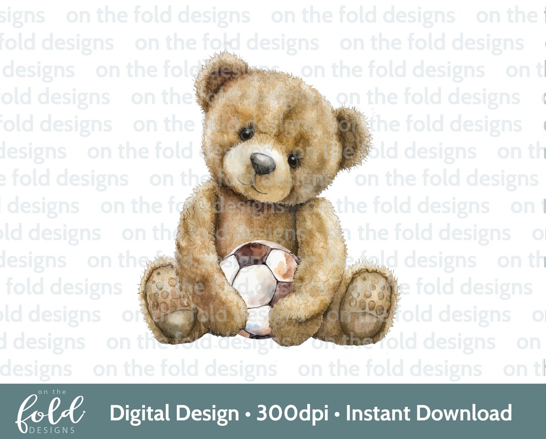 Football Teddy Clipart Soccer Boy Birthday Tshirt Baby Vest Card Print ...
