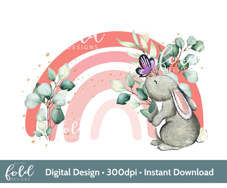 Rainbow Bunny PNG for Instant Download Sublimation Clipart - Etsy