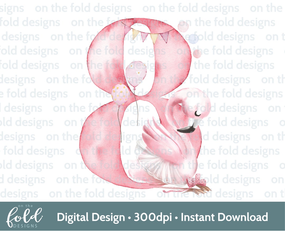 Flamingo, 8th Birthday, Eight, Clipart, Png, Instant Download ...