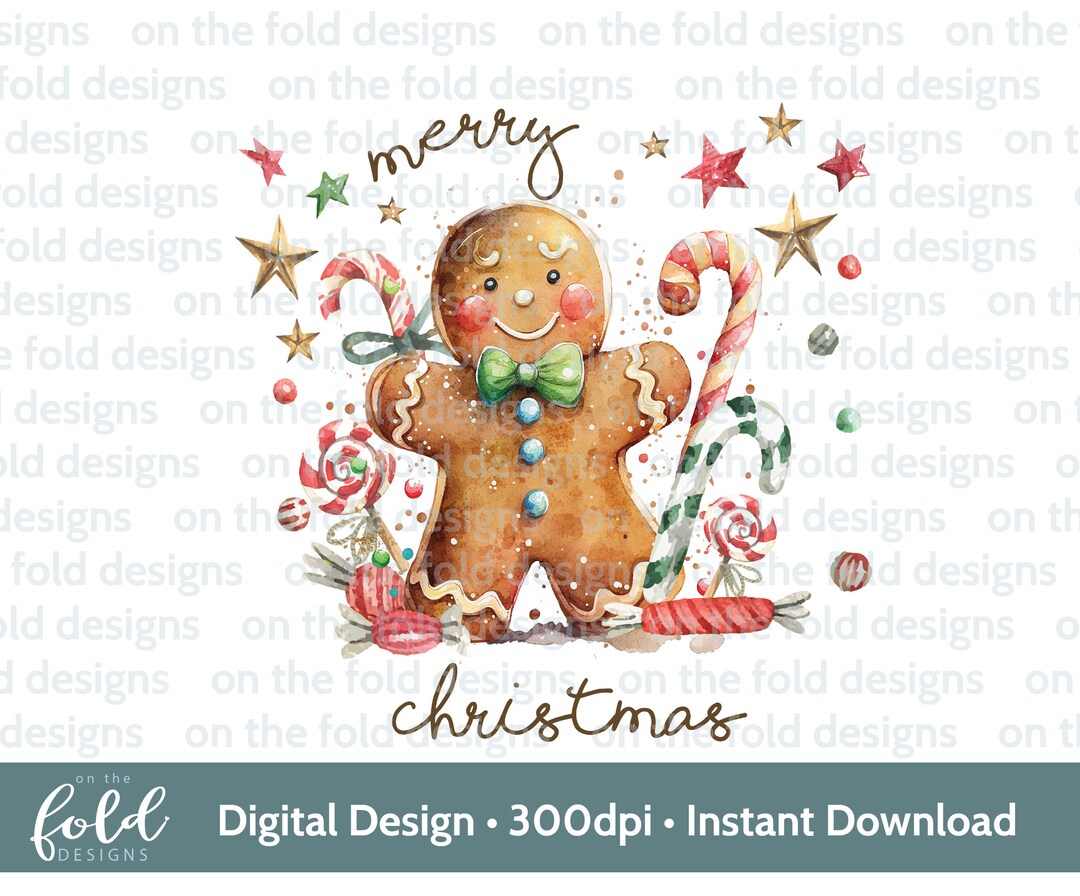 Merry Christmas Gingerbread Clipart, PNG Digital Watercolor Image ...
