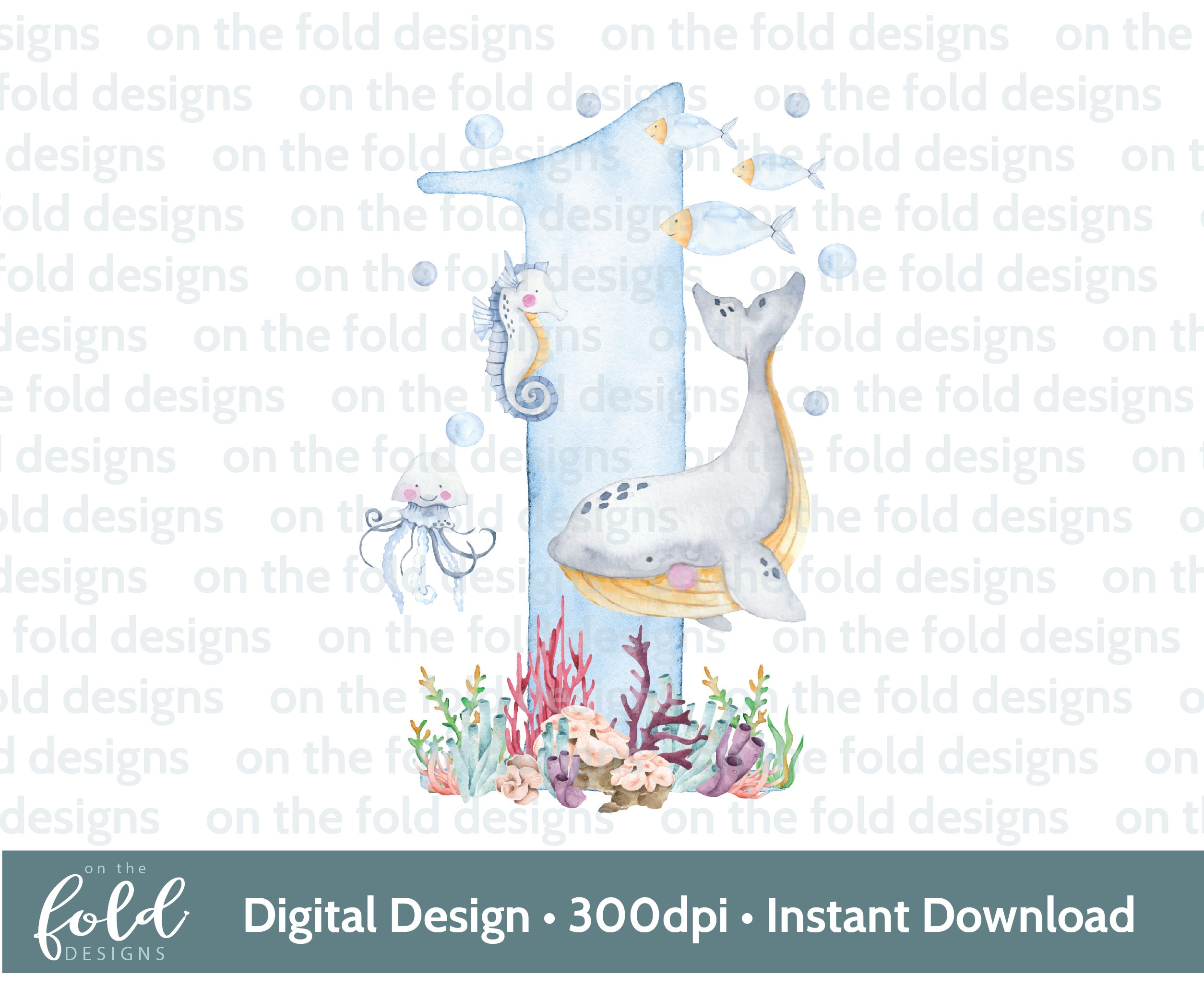 Under the Sea Birthday Clipart Number One Png Sublimation - Etsy