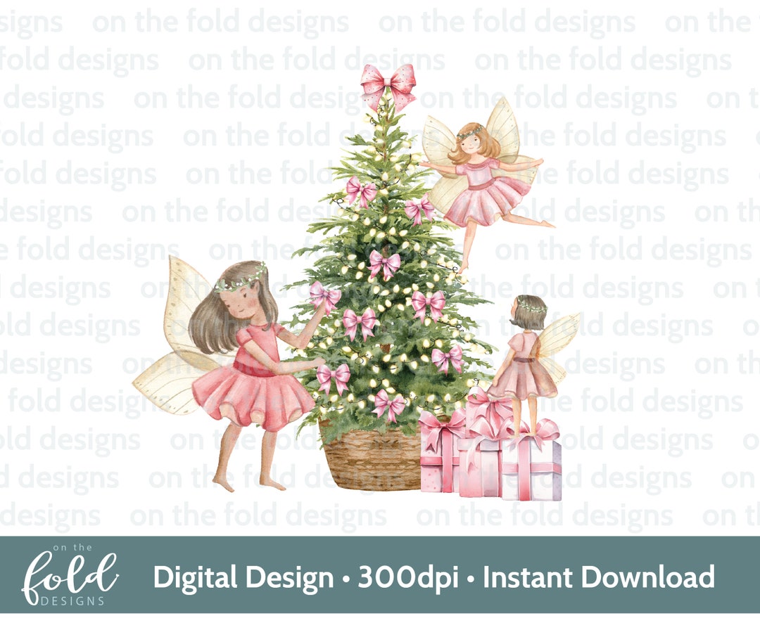 Christmas Fairy Clipart, Presents Baubles Tree, Sublimation PNG Uv-dtf ...