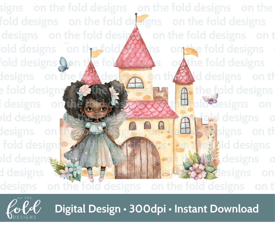 Fairy Princess Castle With Flowers Clipart, Watercolour Instant ...