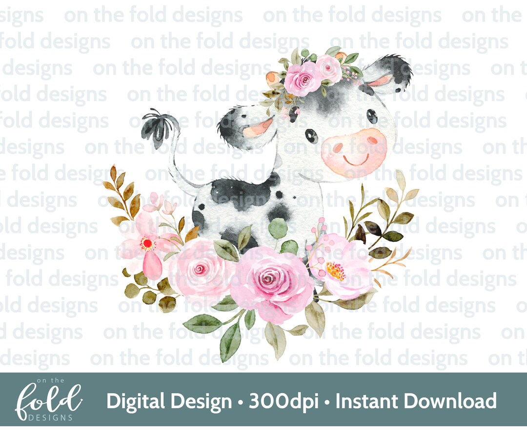 Cow Birthday, Clipart, Birthday, Holy Cow, Pink, Farm Yard, Floral ...