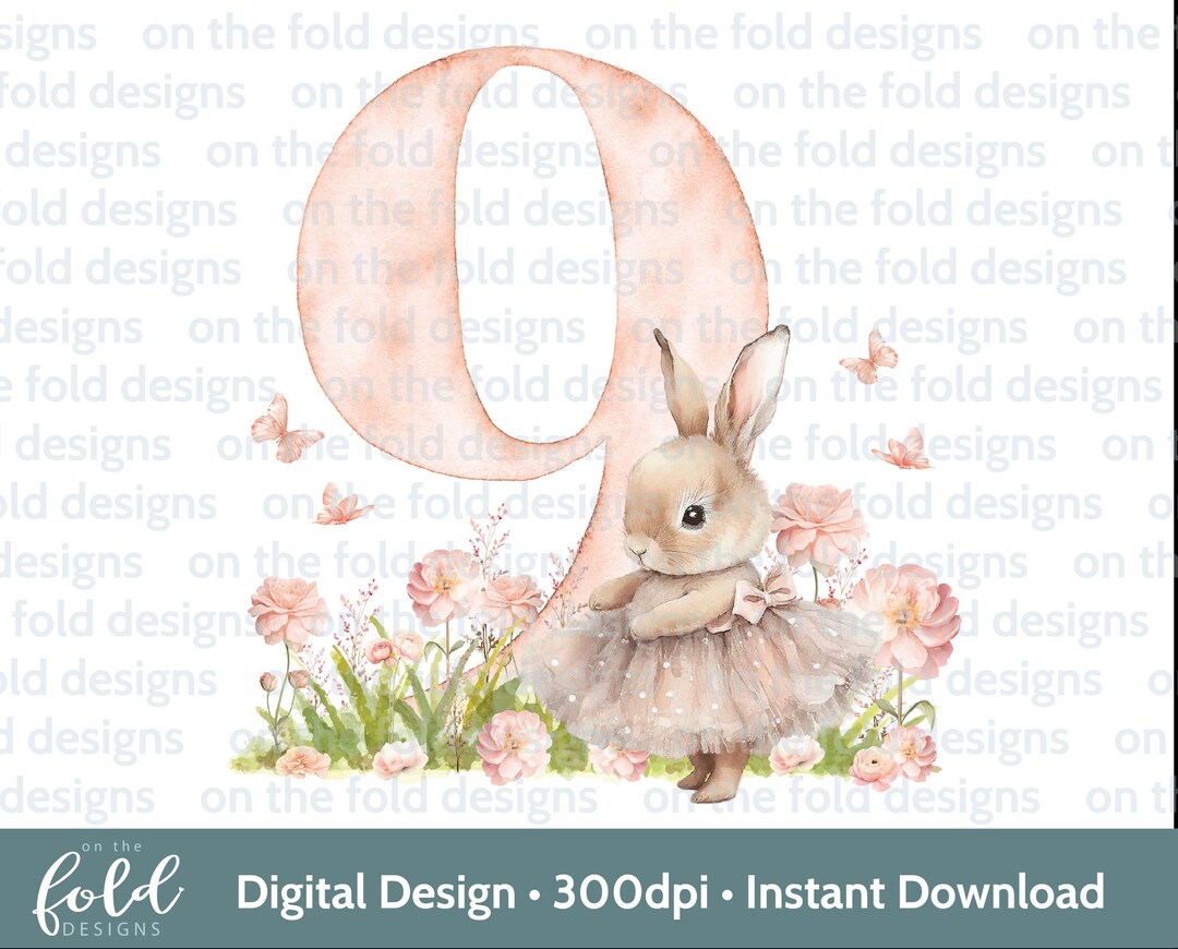 9th Birthday Bunny Ballerina One Clipart Nine PNG Instant Download for ...