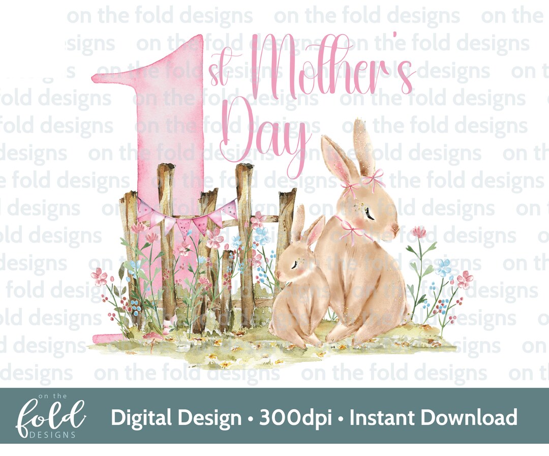 Mother's Day Bunny Rabbit Clipart Mom Flowers Pretty Pink 1st PNG ...