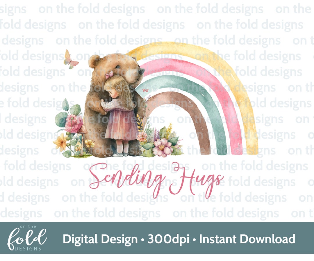 Sending Hugs, Bear Hug, Lots of Love, Valentine, Png, Instant Digital ...