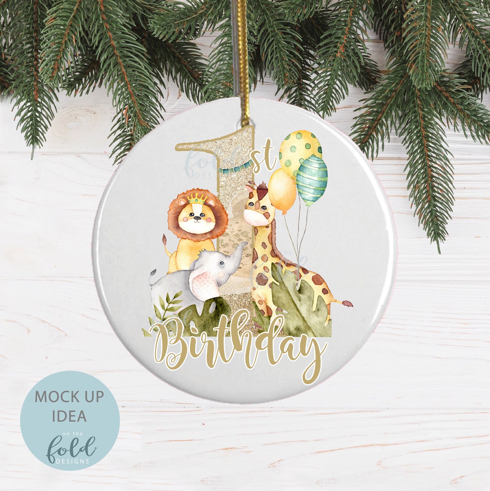 Safari 1st Birthday Number One Png With Animal Leaf and Glitter Number ...