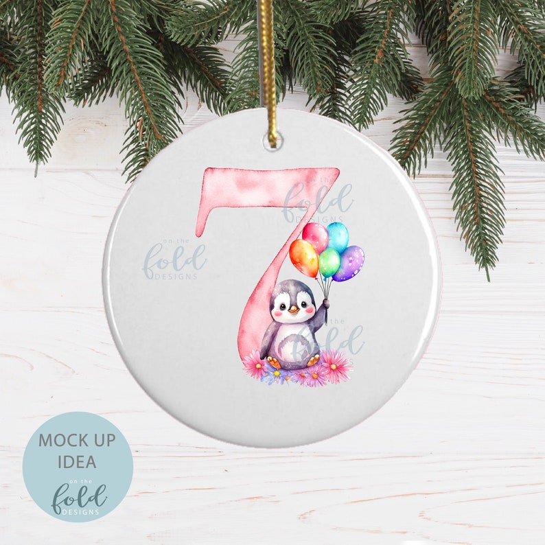 Penguin Number Seven 7th Birthday Design Flowers and - Etsy