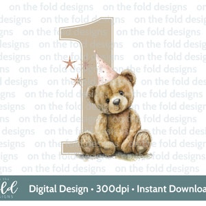 Teddy Bear, Number 1st Birthday, Clipart, Sublimation PNG Instant ...