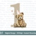 Teddy Bear, Number 1st Birthday, Clipart, Sublimation PNG Instant ...