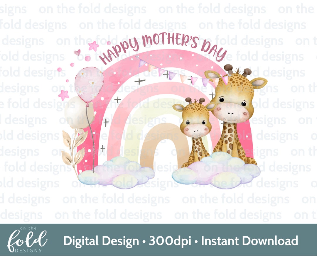 Giraffe "happy Mother's Day" Rainbow PNG, Transparent Clipart Design ...