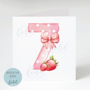 Strawberry 7th Birthday Clipart PNG Berry Cute Seven Image Iron on ...