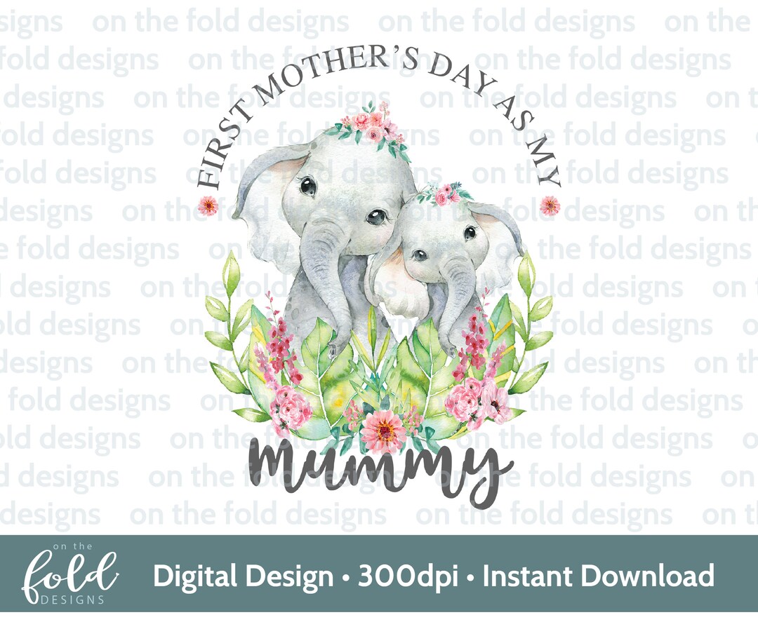 Mother's Day Elephant Clipart New Mummy PNG Floral Digital Download ...