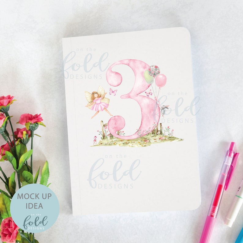 Fairy 3rd Birthday Clipart Magical Pink Number Three, Watercolor ...