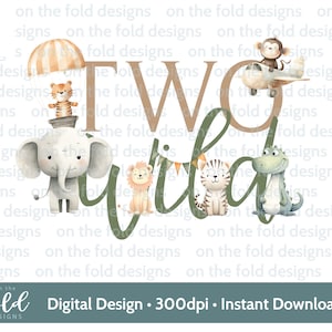 Safari 2nd Birthday, Clipart, Number Two PNG, Jungle Animal Sublimation ...