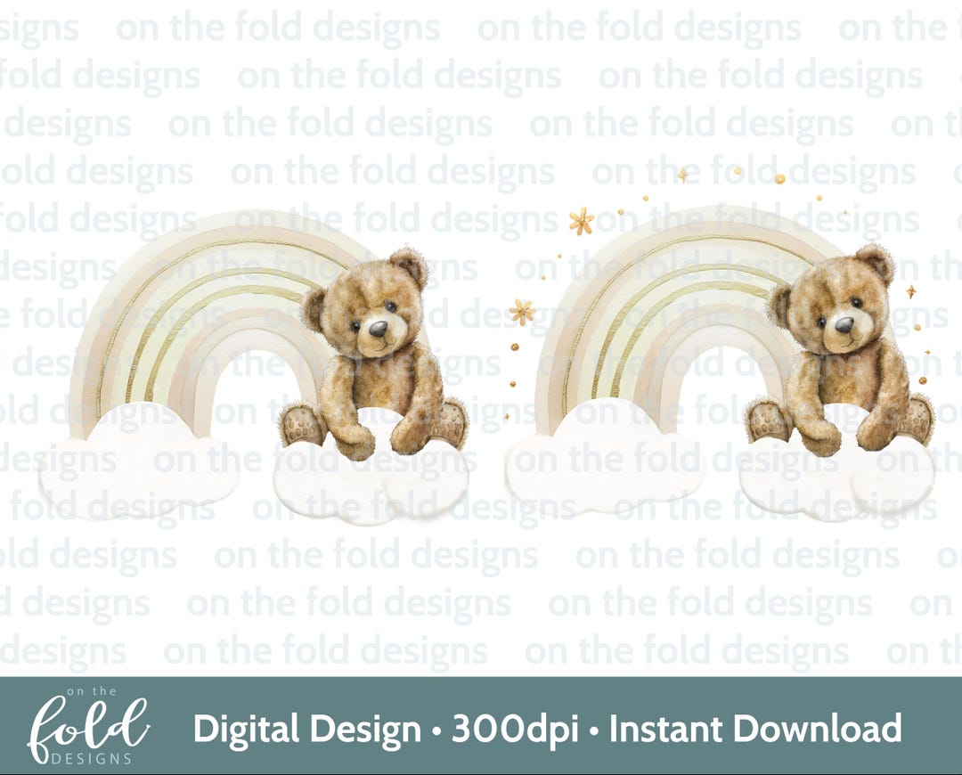 Teddy Bear Rainbow Clipart PNG Neutral Boy Girl Transparent Background ...