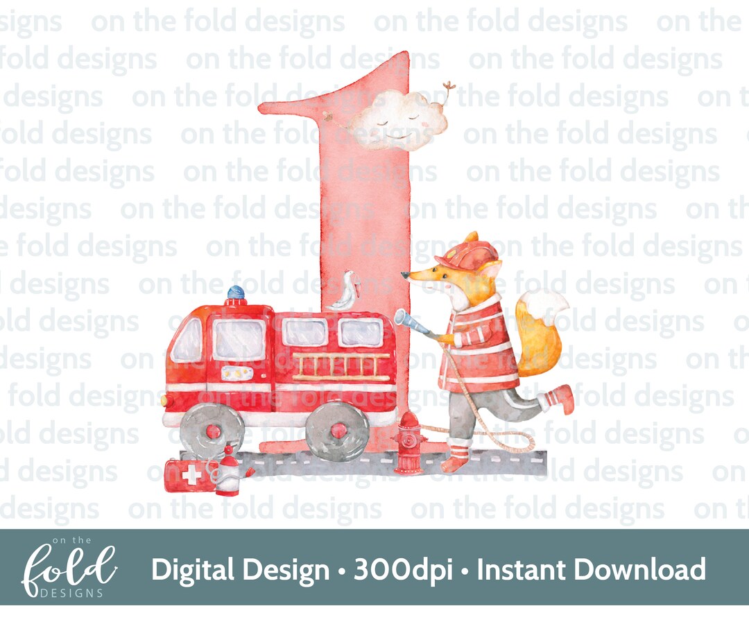 Firefighter, 1st Birthday Number 1, Fireman, Fire Engine, Clipart ...
