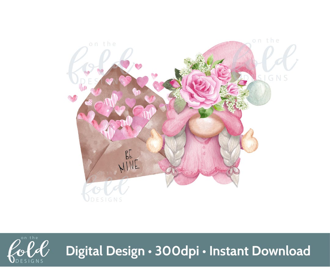 Pink Valentine's Day Clipart Gonk Gnome Png Love Letter Instant Digital ...