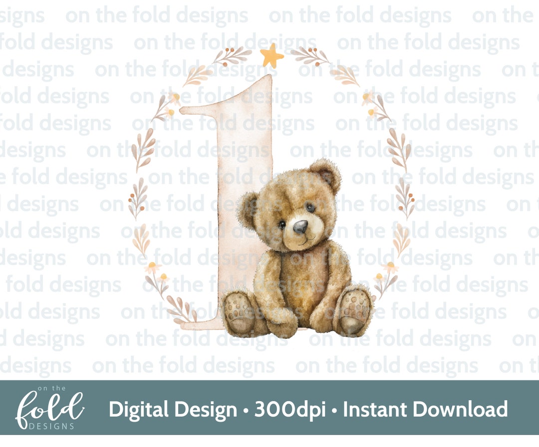 Teddy Bear, Number 1, Balloons, 1st Birthday, Clipart, Sublimation. PNG ...