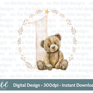 Teddy Bear, Number 1, Balloons, 1st Birthday, Clipart, Sublimation. PNG ...