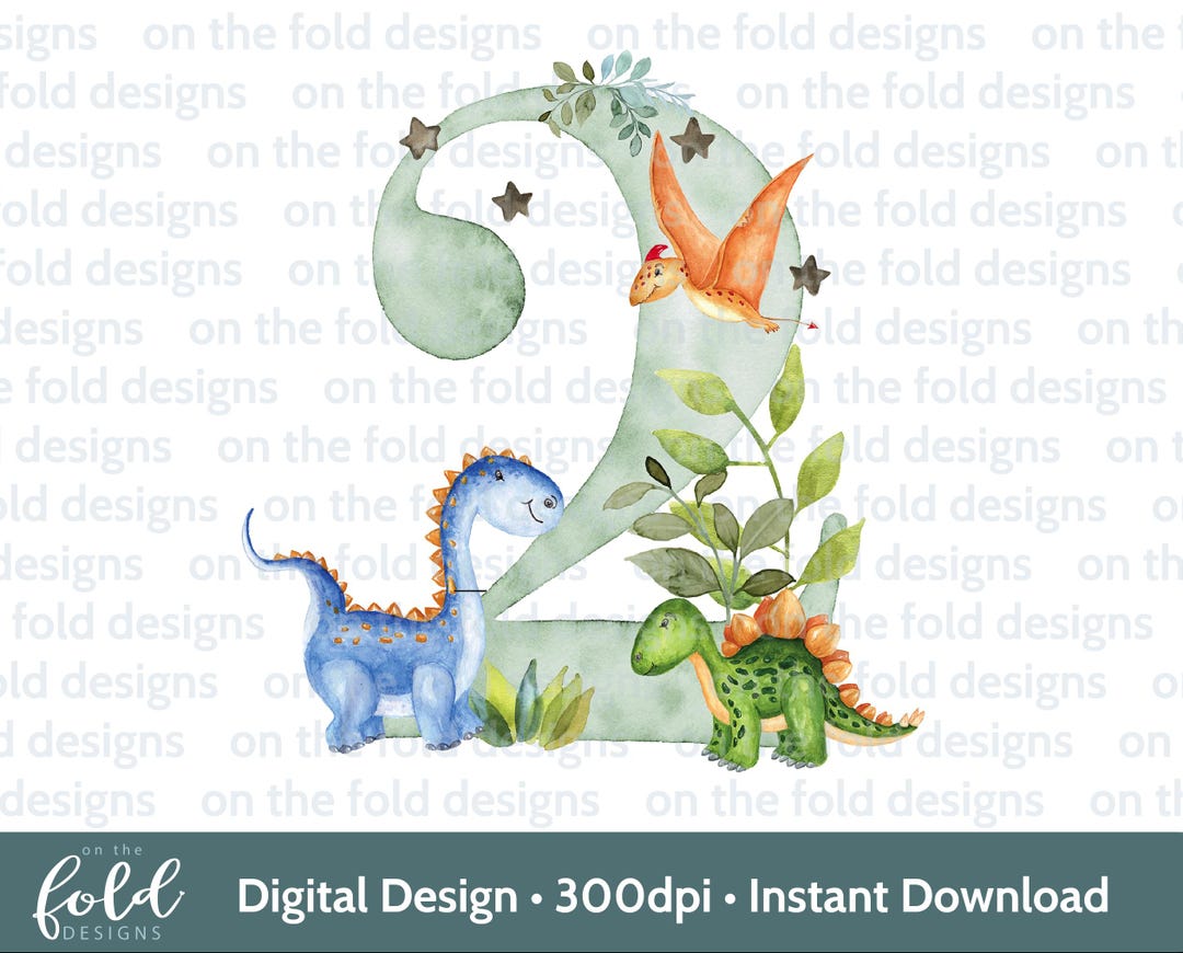 Number Two Dinosaur Clipart Birthday Design Two Png Design Transparent ...