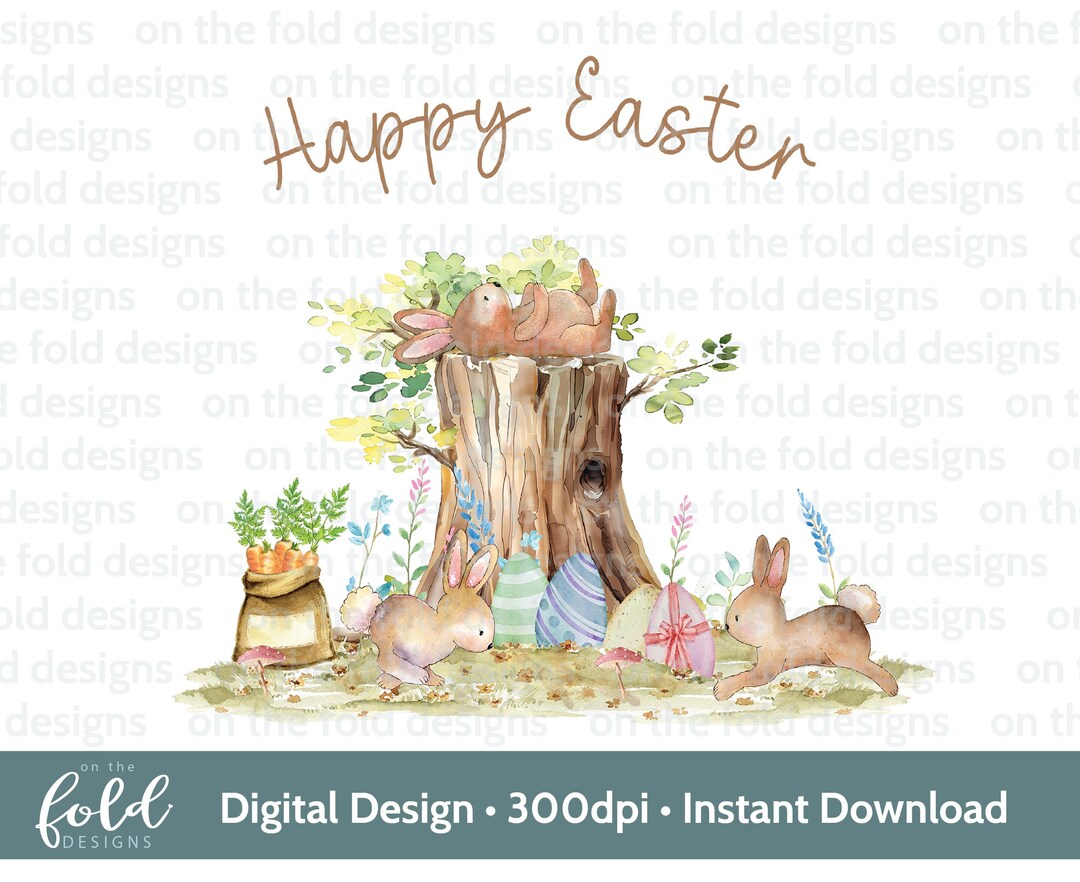 Easter Bunnies Clipart Playful Bunny Watercolour PNG Instant Digital ...