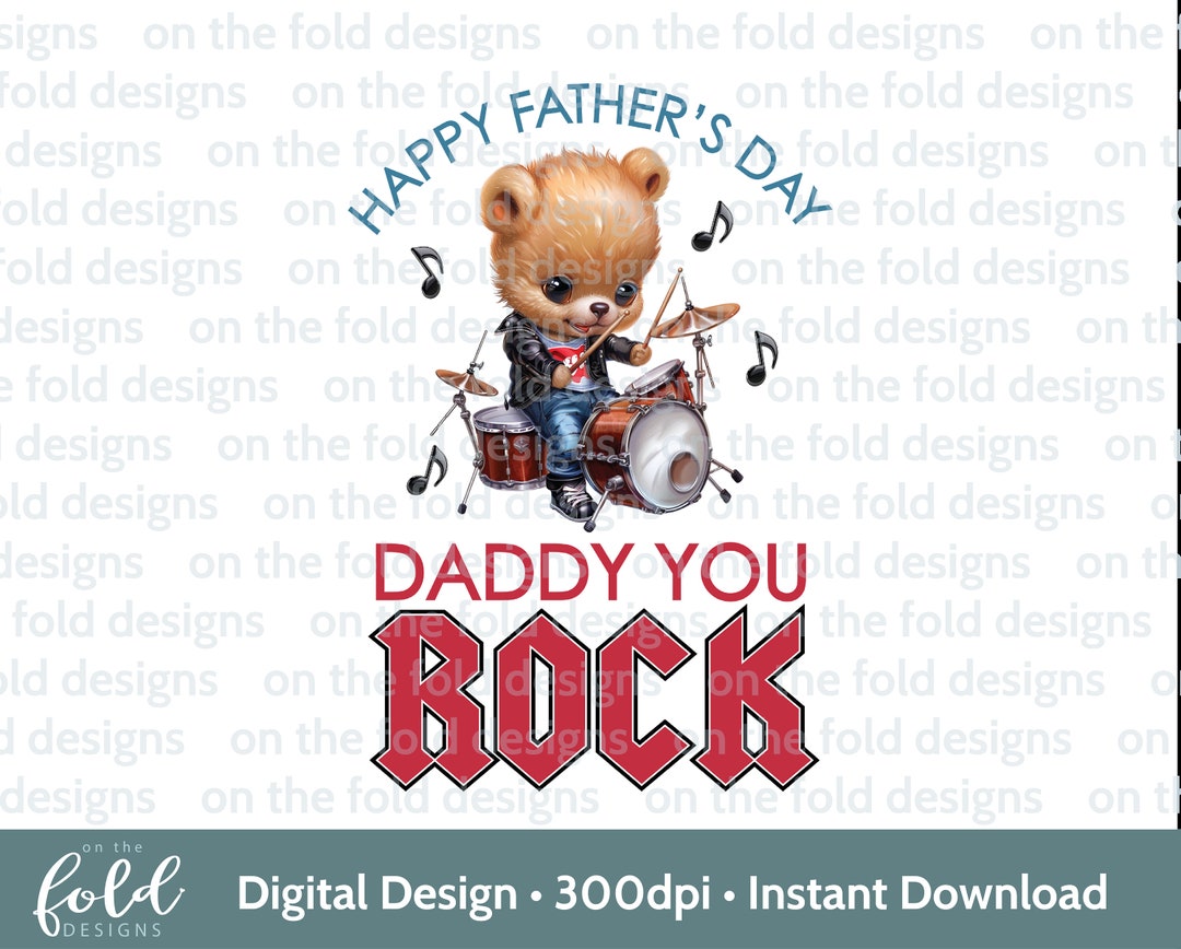 Father's Day Clipart, Daddy You Rock Drummer Music Band Musician 1st ...