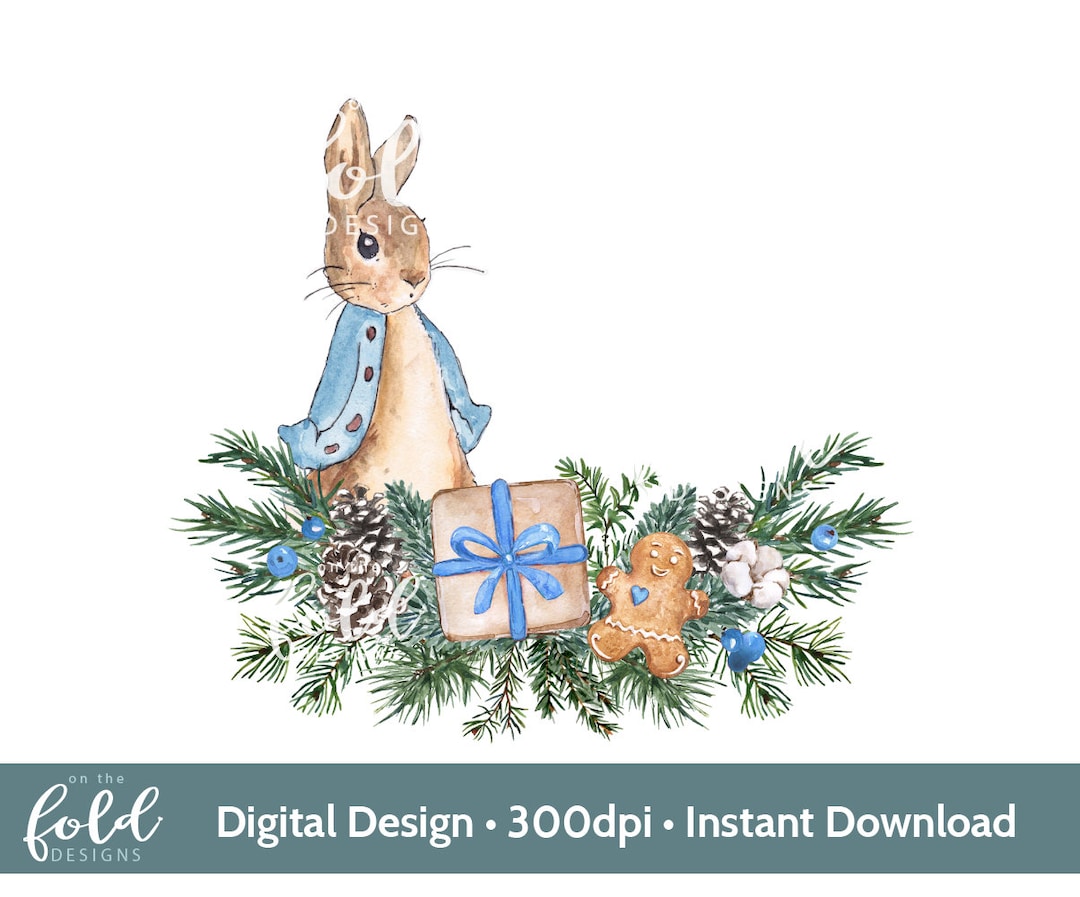 Peter Rabbit Christmas Clipart for Sublimation Printing PNG Instant ...