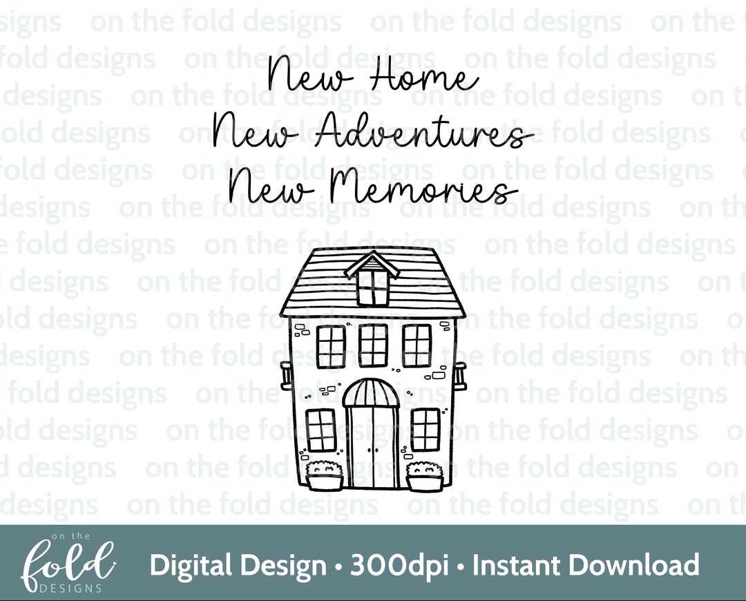New Home Clipart Doodle Line Drawing Sketch PNG Instant Digital Clipart ...