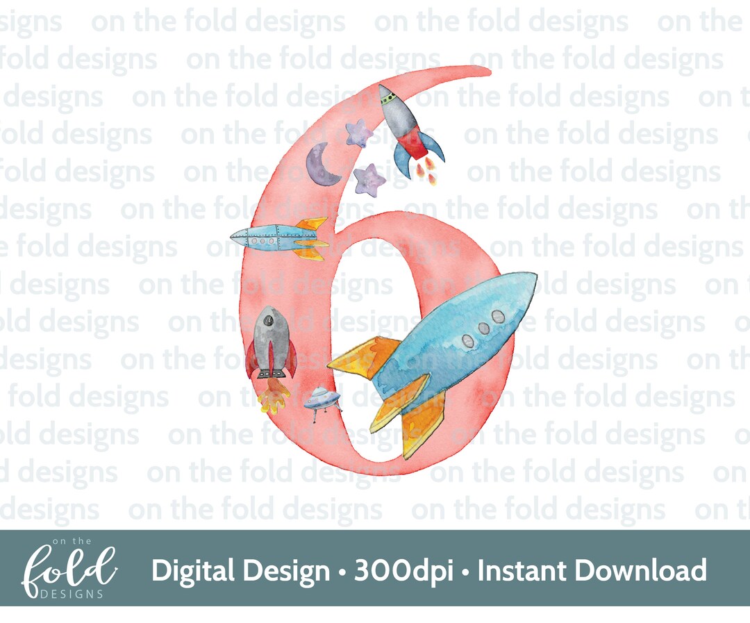 Space, Astronaut 6th Birthday Number 6, Clipart, Sublimation, PNG ...