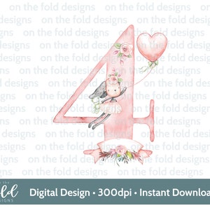 4th Bunny Balloon Clipart, Sublimation, Cute Rabbit, Fun, Birthday ...