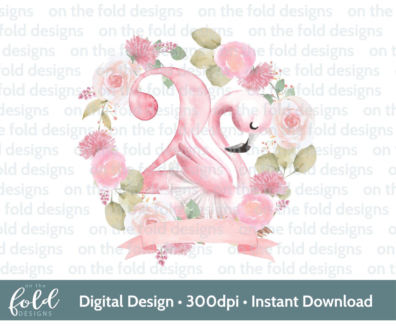 Flamingo 2nd Birthday Two Clipart Png Instant Download - Etsy