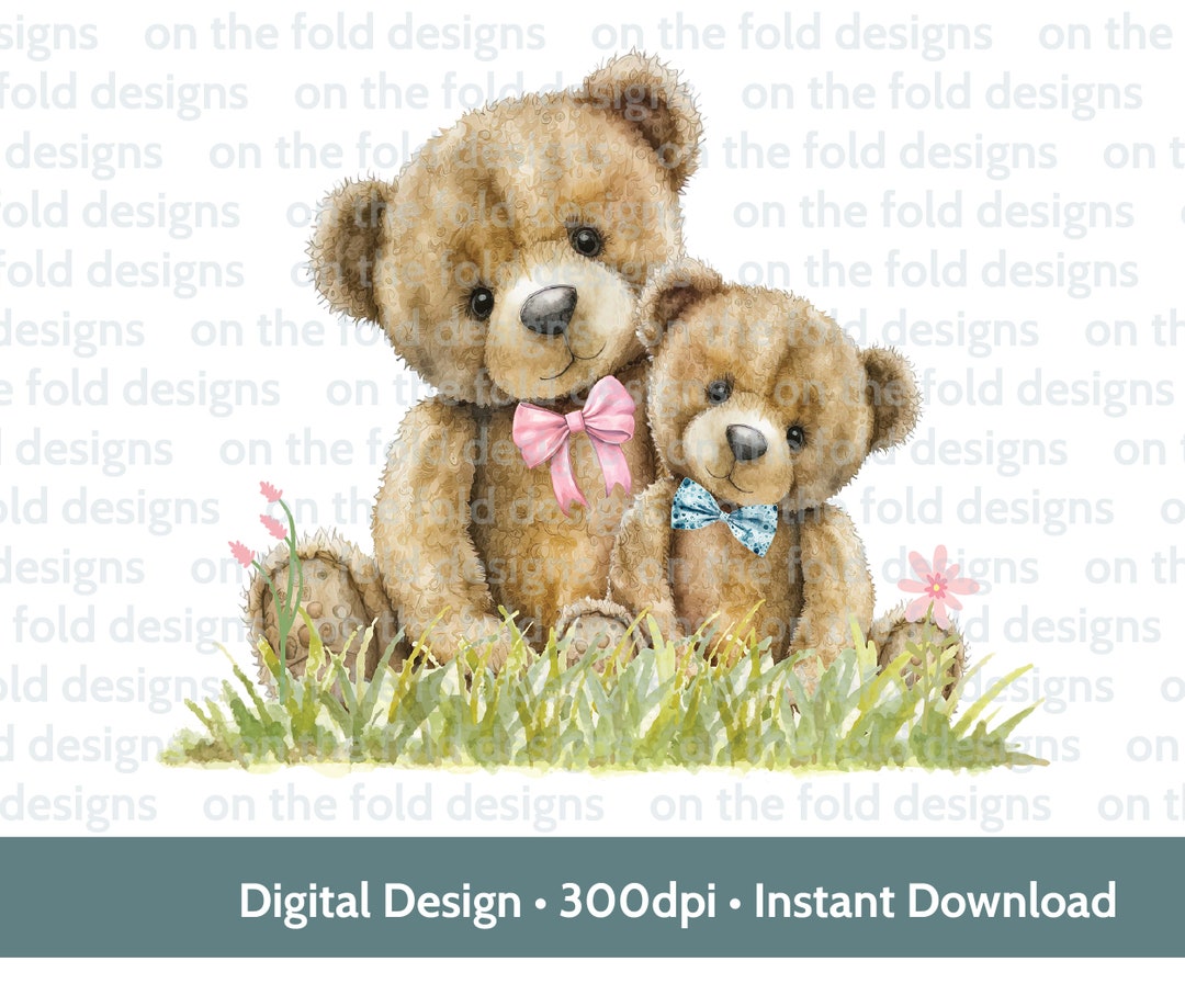 Teddy Bear Mummy and Son Clipart PNG Mothers Day Sublimation UV DTF ...