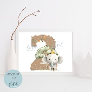 Safari 2nd Birthday, Clipart, Number Two PNG, Jungle Animal Sublimation ...