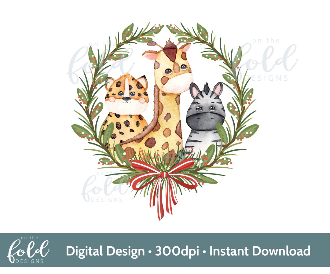 Safari Animal Christmas Png ~ Instant Digital Clip Art Great for ...