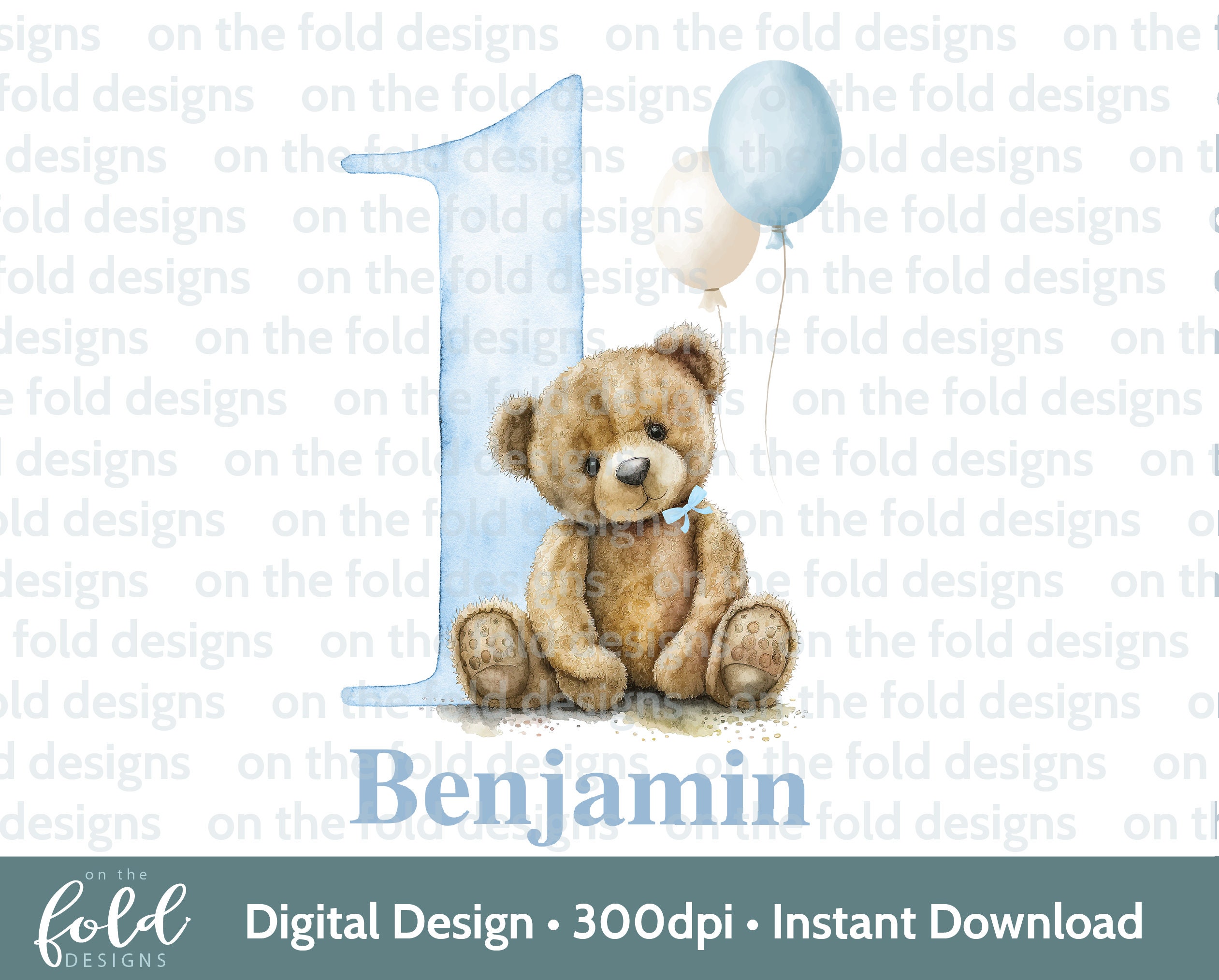 Teddy Bear, Number 1, Balloons, 1st Birthday, Clipart, Sublimation PNG ...